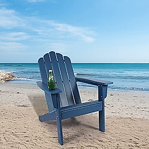 Piamomso Folding Plastic Adirondack Chair, All Weather Resistant Fire Pit Chair for Outside Patio Lawn Garden Backyard Deck, Blue