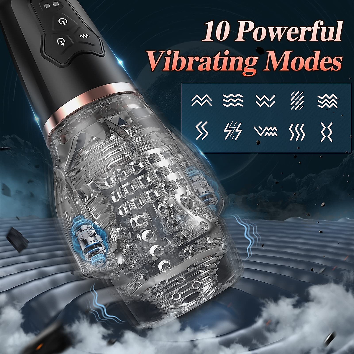 Male Masturbator Adult Toys, Mens Sex Toys Automatic Sucking Masturbators Penis Pump with 5 Suction & 10 Vibration, Male Stroker with Powerful Side Motor Men Masturbation Sex Toys for Men Black