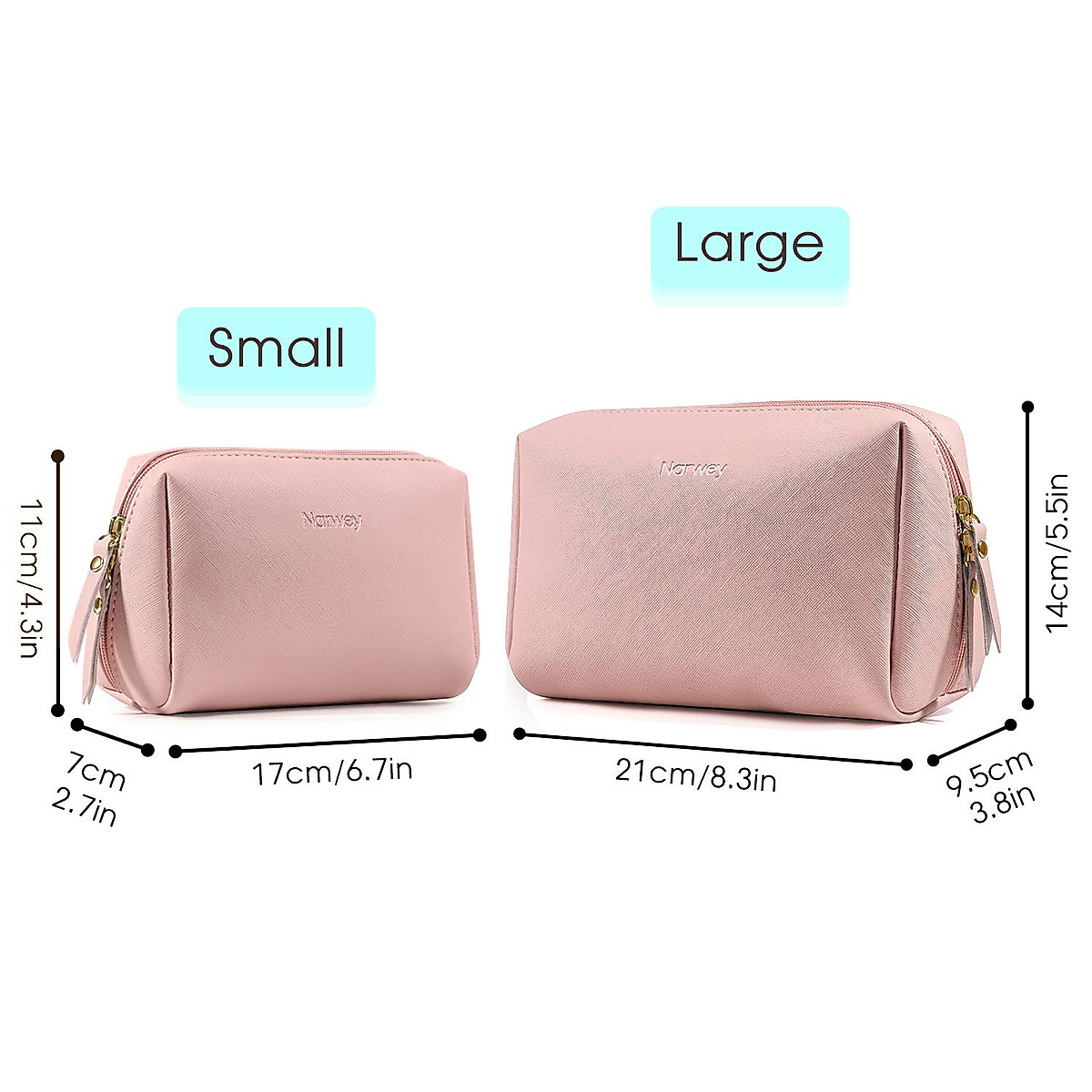 PU Leather Makeup Bag Travel Cosmetic Bag Organizer Make up Bag with Organization Pockets for Women (Large, Pink)