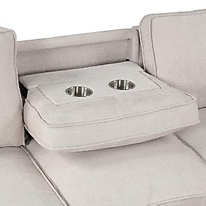 YUNLife&Home Convertible Pull Out Sleeper Sectional Sofa Bed with Reversible Storage Chaise,USB Port&2 Cup Holders on Back Cushions,Upholstery L Shape 3 Seaters Corner Recliner Chaise Lounge Couch