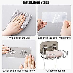 Casaphoria Stainless Steel soap Holder with Hook, Wall-Mounted Bar Soap Sponge Holder is Suitable for Bathroom and Kitchen, Powerful Non-Trace Adhesive No Drilling (Pack of 1)