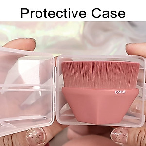 ISMINE Foundation Makeup Brush Flat Top Kabuki Hexagon Face Blush Liquid Powder Foundation Brush for Blending Liquid, Cream or Flawless Powder Cosmetics with Bonus Protective Case (Black)