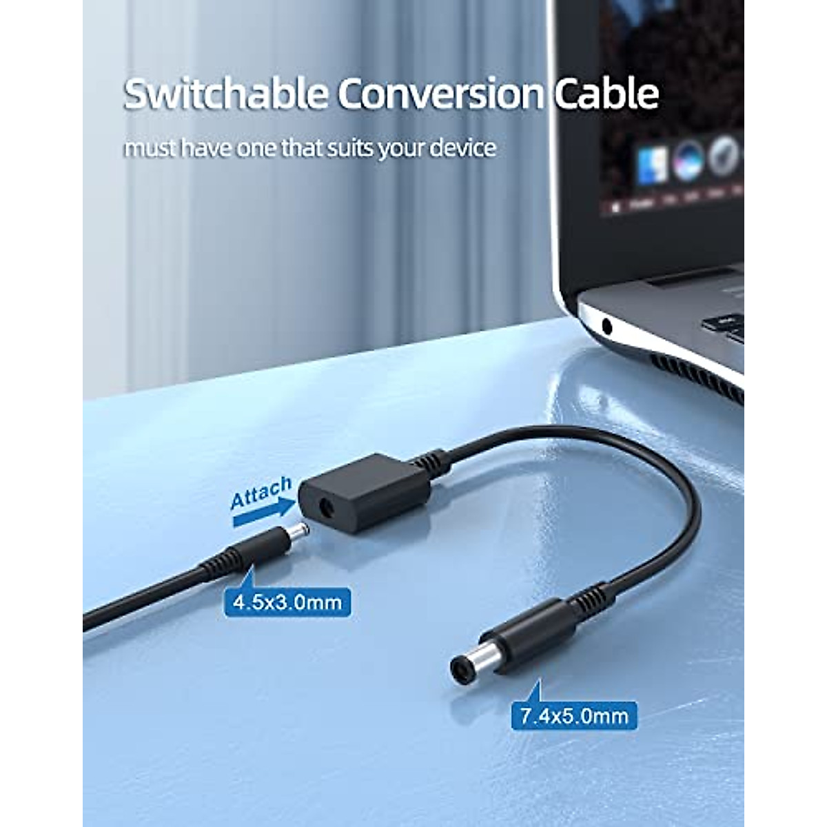 Charger for Dell Laptop Charger, 65W, 45W, Compact Design, for All Round Connectors, (UL Safety Certified)