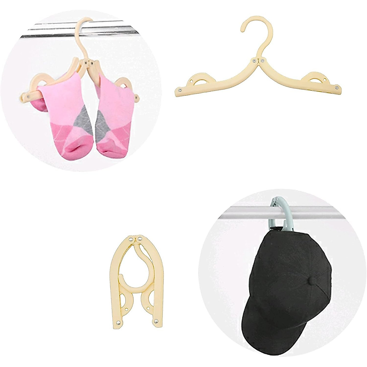 RZJZGZ 12Pcs Travel Hangers Folding Hangers Portable Clothes Hangers Foldable, Non-Slip, Lightweight for Home and Travel