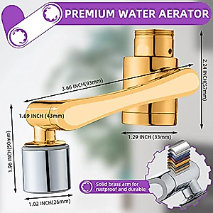 Splash Filter Faucet Aerator with Solid Brass Robotic Arm, 8pcs Replace Water Purifier, 1080° Rotating Tap Extender, 2 Water Outlet Modes, For Bathroom and Kitchen Sink, Washing and Gargling.
