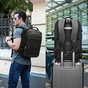 Refutuna Travel Backpack, 40L Flight Approved Carry On Backpack for Men Women, Expandable Water Resistant USB Charging Port Anti-Theft Laptop Backpack(Black)