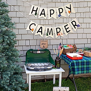 VAVAYAO A Happy Camper Card Banners - Little Explorer Banner, Happy Birthday Camper, More Fun Birthday, Keep Hiking, Our Happy Campers, Happy Campers Birthday Decorations, Campfire, Adventure Waiting, Woodland, A Happy Camper, Camping custom made.