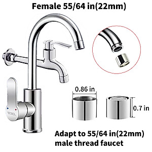 TSBSHum Bathroom Sink Aerator,2.2 GPM Faucet Aerator, Made of Solid Brass and Stainless Steel,55/64 Inch Female Thread Faucet Replacement with Gasket,For Kitchen and Bathroom,4PCS(Silver)