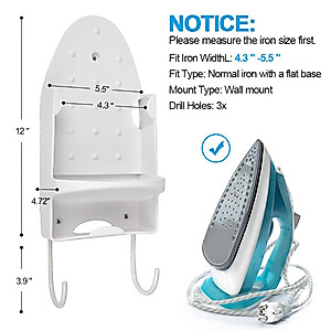 Ironing Board Hanger Wall Mount Iron Hanger Ironing Board Rack Electric Iron Holder Household Bathroom Shelf - for Max 5 inch Width
