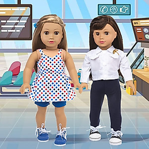 XFEYUE American 18 Inch Doll Clothes and Accessories 5 Sets Doll Clothes Dress Outfits + 2 Random Style Shoes for 18 Inch Doll Clothes