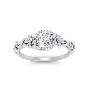 SISGEM 10K 14K 18K Solid Gold Floral Twisted Engagement Rings for Women,1.09 Carat(cttw) Round Cut Moissanite Rings Twist Shank Wedding Engagement Anniversary Promise Bridal Bands with Engraved Name (14K Gold)