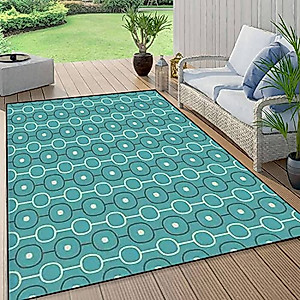 PeeNoke Retro Abstract Atomic Era Area Rug Outdoor Patio Rug Play Mat Modern Floor Carpet Non-Slip Home Decor Living Room Kids Bedroom Nursery, 6x9 ft