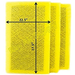 RAYAIR SUPPLY 24x30 MicroPower Guard Air Cleaner Replacement Filter Pads (3 Pack) Yellow
