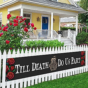 Till Death Do Us Party Large Banner Sign,Engagement Party Couples Shower Wedding Bachelor Party Decorations Supplies,Lawn Sign Yard Sign Banner Backdrop 9.8x1.6ft