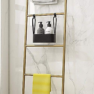 Metal Bath Towel Ladder Black, Wall-Leaning Drying Rack 6 Levels Blanket Holder Stand Living Room Use to Display Towel, Quilt, Clothes and Newspapersgold