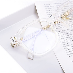 VISOONE Square Classic Blue Light Blocking Glasses with Non Prescription Anti Glare For Women and Men NOE