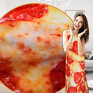 BROSHAN Funny Blanket Adult Size-Novelty Sofa Bed Throws, Double Sided Pizza Blanket 80 in, Soft Fleece Wrap Blankets for Gag Gifts