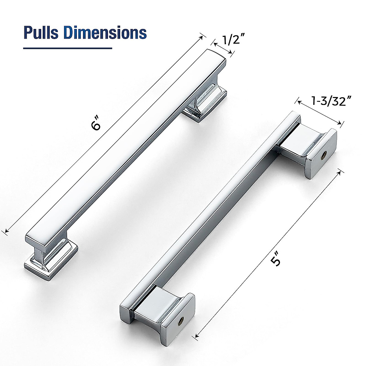 JOY DECOR 10 Pack Polished Chrome Cabinet Pulls Kitchen Handles for Cabinets 6 Inch Length with 5 Inch Hole Center Kitchen Cabinet Door Handles for Kitchen Cabinets and Dresser Drawers