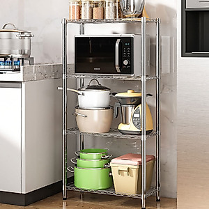 4 Tier Wire Shelving Unit, Height Adjustable Wire Shelves with 1200 LBS Capacity, NSF Metal Wire Rack Shelving for Laundry, Kitchen, Pantry, Closet (18" D x 29.5" W x 59" H, Chrome)