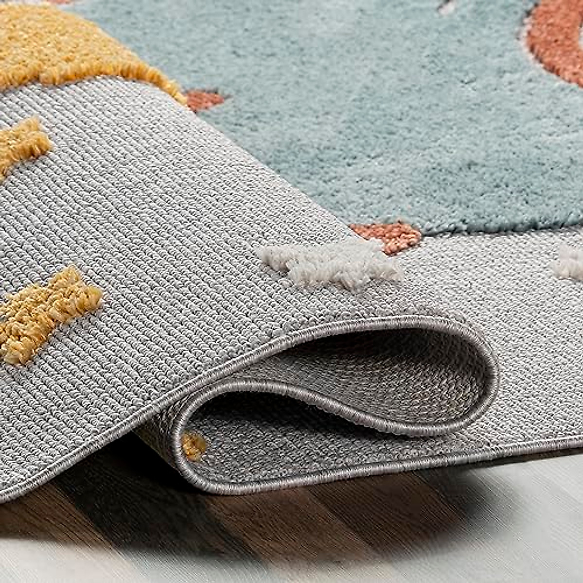 nuLOOM Journee Rocket Ship High-Low Kids Tasseled Area Rug, 4x6, Multi