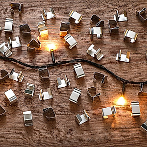 Sadnyy Christmas Lights Gutter Hooks Galvanized Holiday Roof Light Clips Xmas Hangers Outdoor Seasonal Lighting for Kitchen (50 Pcs,21 x 14.5 mm)