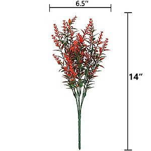 8 Bundles Fall Artificial Flowers Outdoor Lavender Fake Flowers UV Resistant Faux Plastic Plants No Fade Greenery Bushes for Garden Front Door Porch Window Box Walkway Patio Home Farmhouse Decor