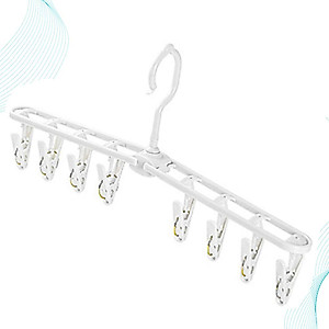 Cabilock Foldable Clip Hangers Clothes Sock Underwear Clips Space Saving Windproof Drying Racks Clothespins for Home Travel (White) Sock Hanger