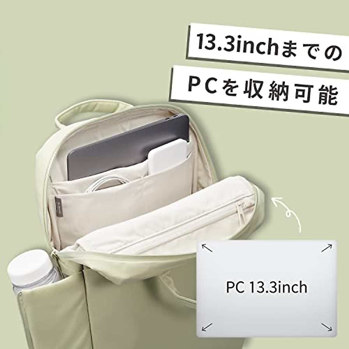 Elecom BM-OF04GN2 Off-toco Computer Case, 3-Way PC Backpack, Business & Casual, Green, Size M