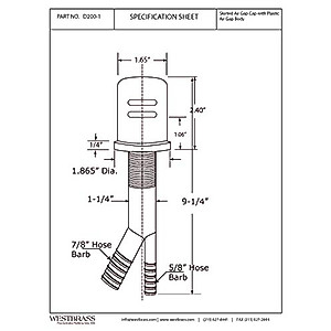 Westbrass R200-1-12 Air Gap Kit. Cast Brass, Oil Rubbed Bronze