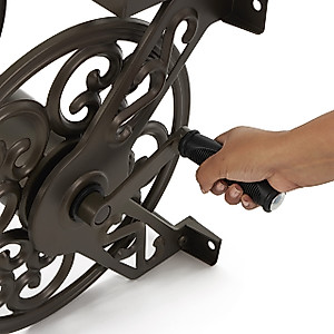 Liberty Garden LBG-708 125 Ft Decorative Steel Wall Mounted Hose Reel, Bronze (2 Pack)