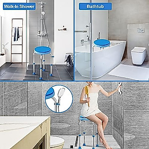 UGarden Heavy Duty Stainless Steel Shower Chair Bath Seat, 350lbs Adjustable Bath Chair, Shower Stools for Seniors, Handicap Bathroom Stool, Round Bathtud Seat for Seniors, Disabled, Handicap, Injured