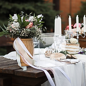 Clear Acrylic Wedding Card Box Large DIY Card Boxes with 4 "Card" Text Stickers Gift Card Box Money Box Holder for Wedding Reception Anniversary Birthday Party Baby Shower Graduation Decorations