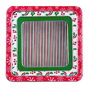 Steel Mill & Co Square Tin Containers with Lids, 3 Pack Christmas Cookie Tins, Festive Cookie Tins for Gift Giving & Holiday Treats, Metal Box Nesting Containers, Large Medium Small, Snowflake
