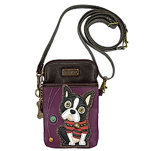 Chala Boston Terrier Cellphone Crossbody Handbag - Convertible Strap 5" x 7.5" x 1"