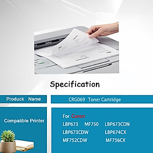 CRG069 Toner Cartridge, Compatible for Canon LBP673 MF750 LBP673CDN LBP673CDW LBP674CX MF752CDW MF756CX Printer (1 Pack Yellow)