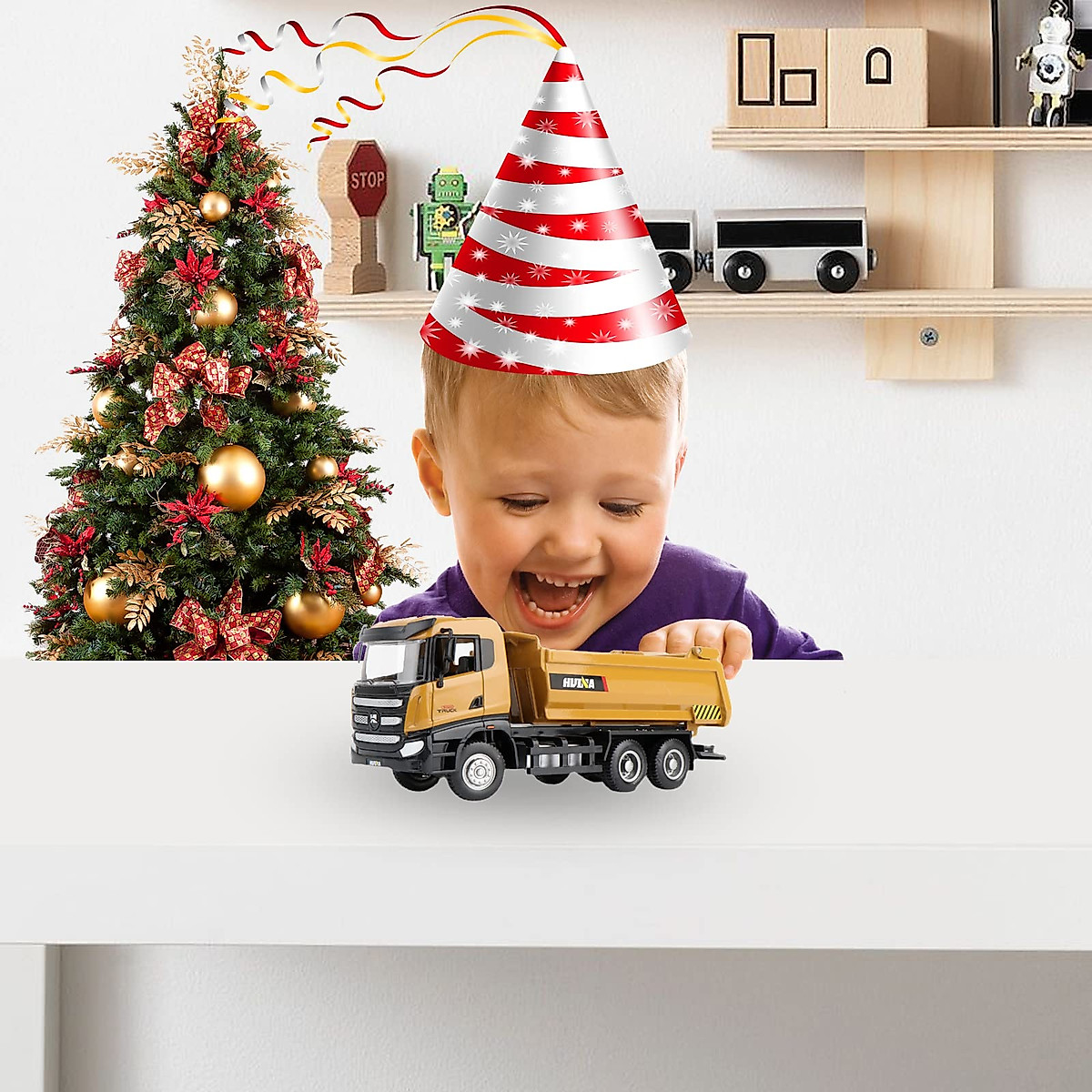 Gemini&Genius Construction Dump Truck Toy, Heavy Duty Alloy Construction Toys Vehicle, 1:50 Scale Diecast Site Dumper, Toy Trucks for Kids 8,9,10,11,12 Year Old and up