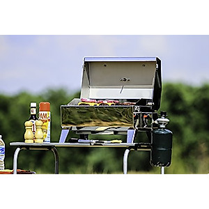 Camco Grill-Stow N Go 125 Portable Propane Gas Grill with Push Button Igniter, Temperature Gauge, and Storage Bag for RV, Tailgating, and Camping