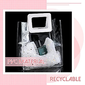 Gersoniel Wedding Clear Gift Bag with Handle Transparent PVC Gift Bag with Heavy Duty Handle Gift Wrap Bag for Bridal Party, Baby Shower, Wedding, Birthday, 7 x 4 x 8 Inch(10 Pieces)