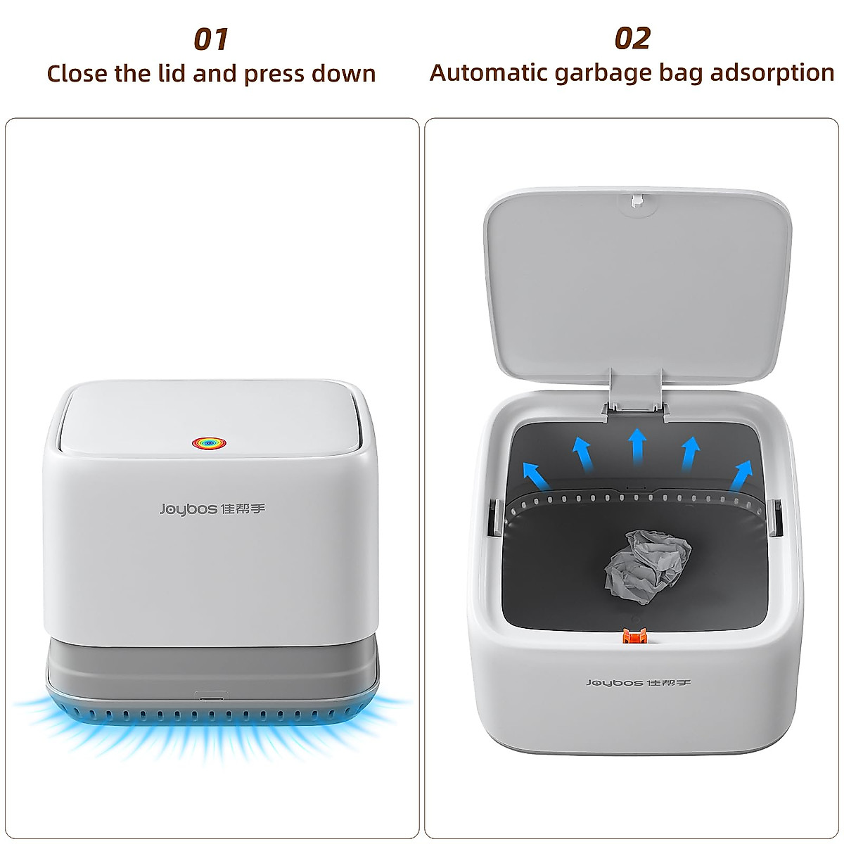 MOPALL Mini Desk Trash Can with Lid, Countertop Trash Can 0.5 Gallon, Small Garbage Can Table Top Trash Can, Tiny Waste Basket for Vanity, Office, Bedroom, Car (White, Square)