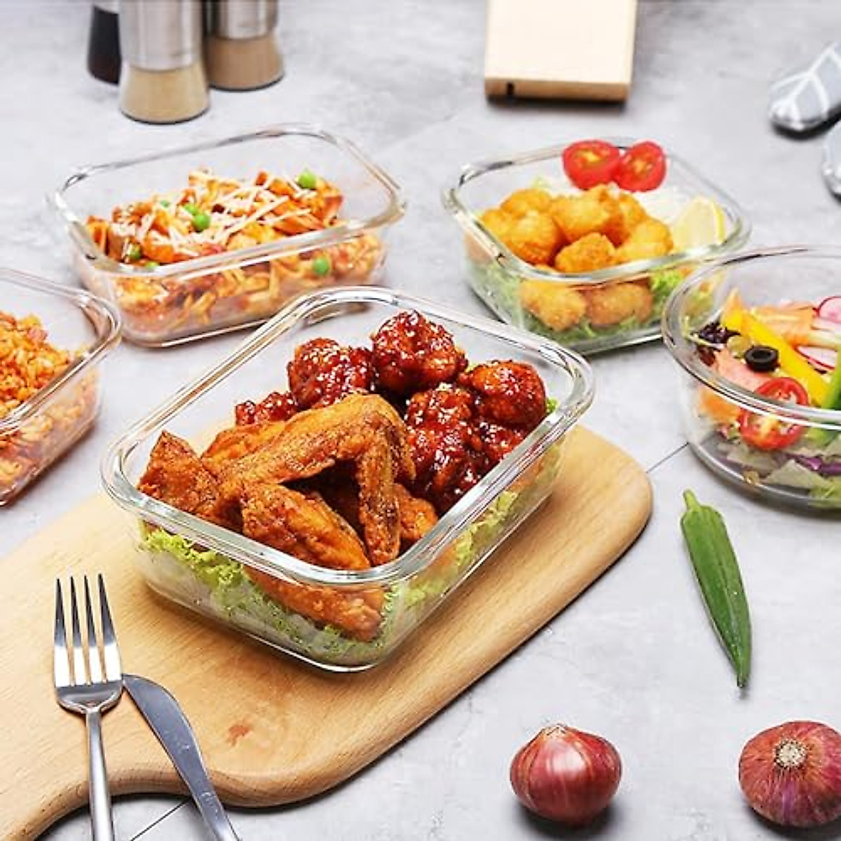 VERONES 30 Pieces Glass Meal Prep Containers Set, Airtight Glass Lunch Containers, Stackable Glass Food Storage Containers with Lids, for Microwave, Oven, Freezer & Dishwasher Friendly,Green