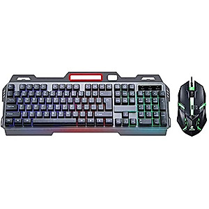 YXHS RGB Gaming Keyboard and Backlit Mouse Combo,USB Wired Backlit Keyboard,LED Gaming Keyboard Mouse Set for Laptop PC Computer Game and Work