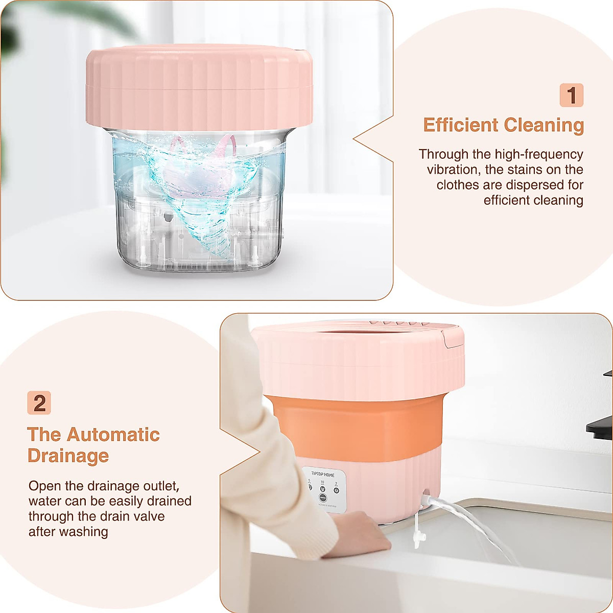 Portable Washing Machine, Mini Washing Machine Foldable Laundry Bucket,Portable Small Washer by for Socks Underwear or Small Items, Travel Business Trip or College Rooms
