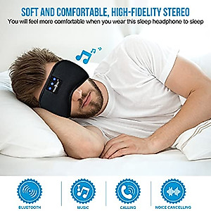 MUSICOZY Sleep Headphones Bluetooth 5.2 Headband Sleeping Headphones Eye Mask for Women Men Unisex, Wireless Music Mask Built-in Speakers Microphone Adjustable Strap for Side Sleepers Travel Office