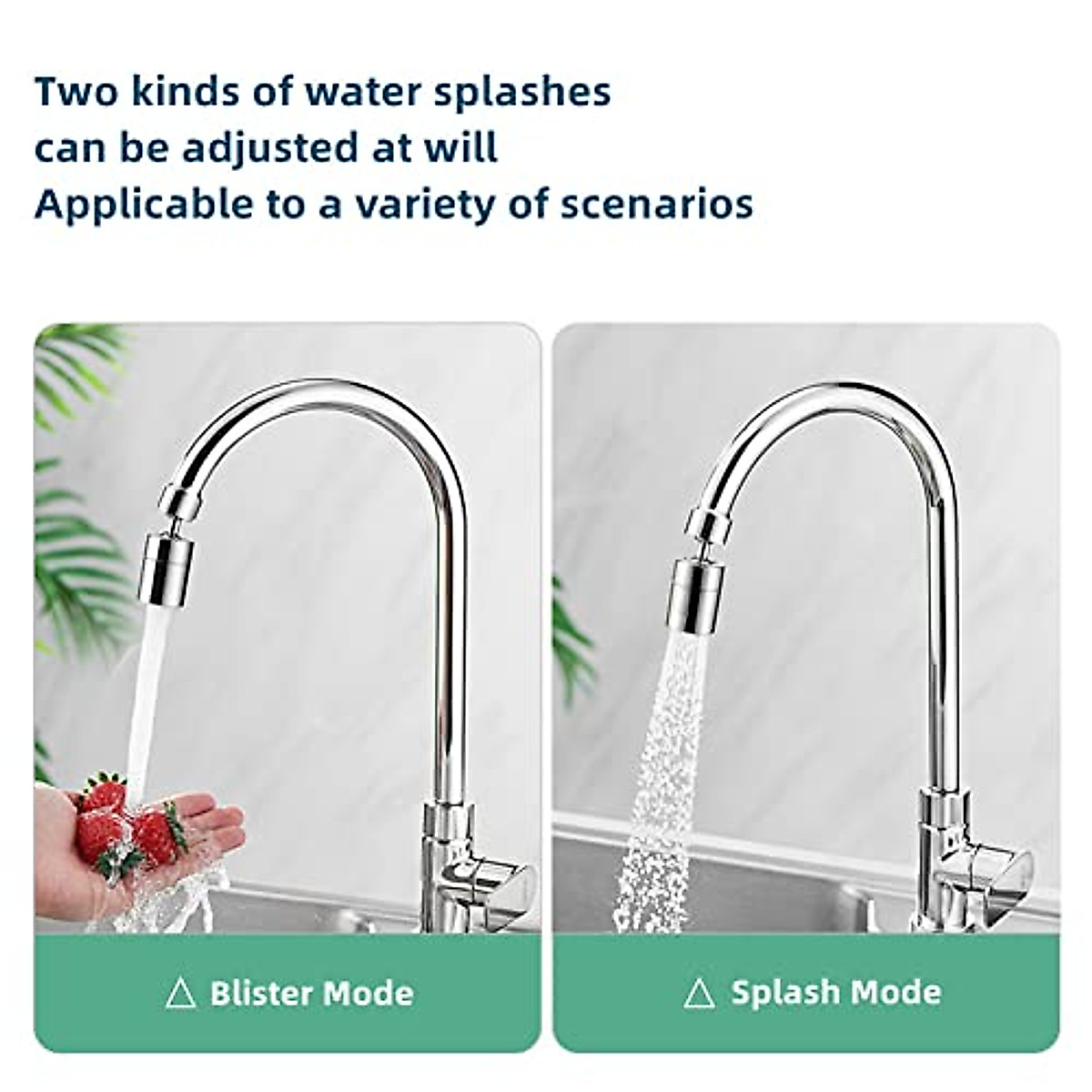 Sink Faucet Aerator, 1.8 GPM Extra Big Angle Rotate Kitchen Sink Aerator Sprayer Head 360 Degree Swivel Kitchen Sink Sprayer Attachment-55/64 Inch-27UNS Female Thread-Chrome (Metal Embossing, Silver)…