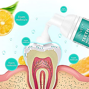 Teeth Whitening Toothpaste Foam-Baking Soda Toothpaste,Ultra-fine Mousse Deeply Clean Gums,Intensive Stain Removal,Travel Friendly, Easy to Use,Oral Care Toothpaste Replacement Mouth Wash Water(60ml)