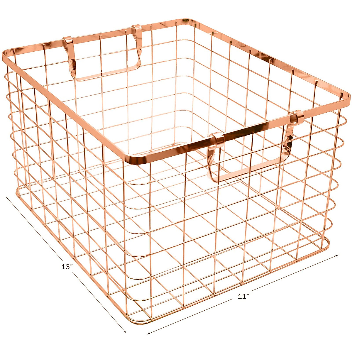 Set of 3 Nested Wire Basket Trays for Storage and Organizing (Rose Gold)