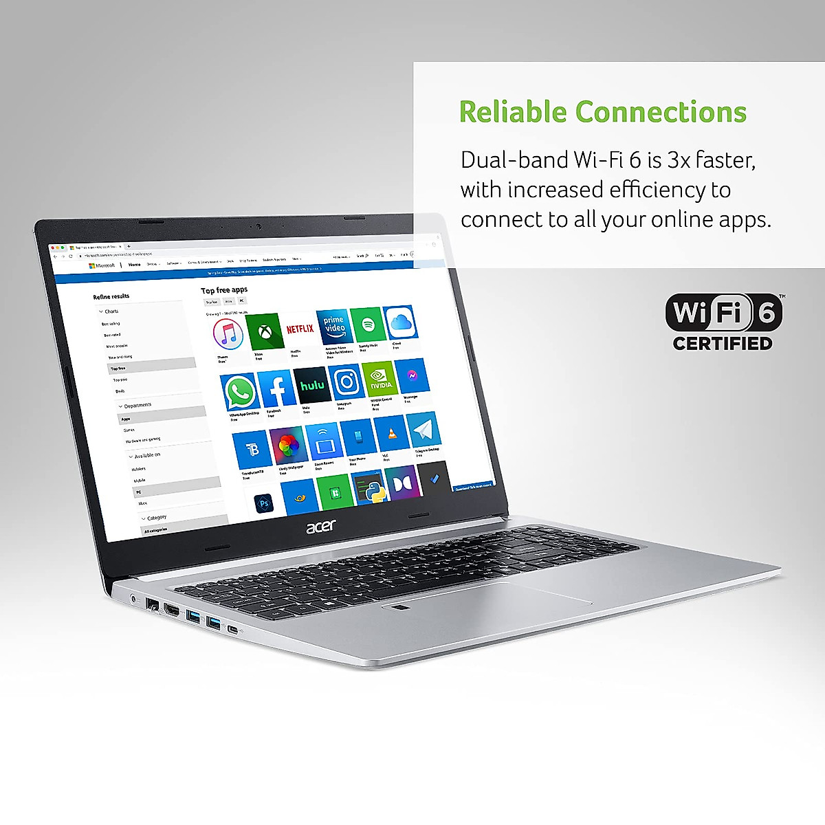 Acer Aspire 5 A515-46-R14K Slim Laptop | 15.6" Full HD IPS | AMD Ryzen 3 3350U Quad-Core Mobile Processor | 4GB DDR4 | 128GB NVMe SSD | WiFi 6 | Backlit KB | Amazon Alexa | Windows 10 Home (S mode)