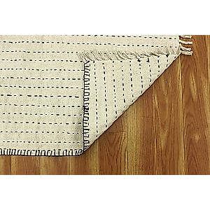 Casavani Boho Bathroom Rug Machine Washable Throw Rugs Bohemian Geometric Area Rug with Tassels Hand Woven Farmhouse Kitchen Sink Rug for Dining Room Bedroom 12x18 Feet