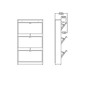 Pemberly Row Modern 3 Drawer Shoe Cabinet, 9-Pair Shoe Rack Storage Organizer in Black Matte