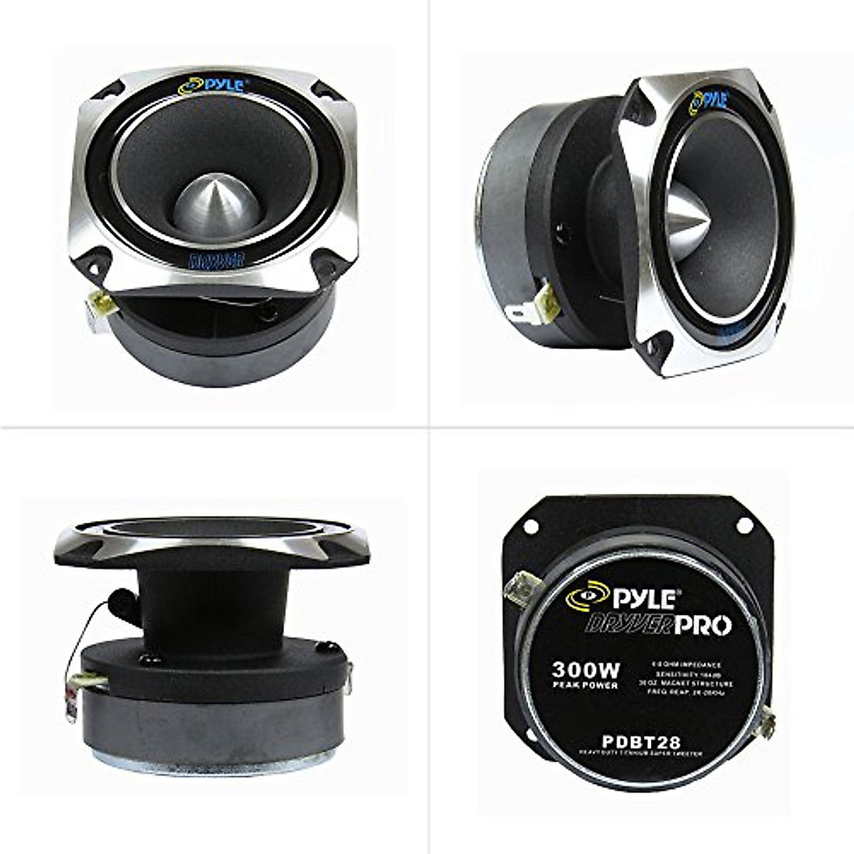 Pyle 1'Car Audio Speaker Tweeter-300 Watt High Power 1 Inch Super Titanium Tweeter System Die Cast Aluminum Frame, 2kHz 20 kHz Frequency,104 dB, 4-8 Ohm,Heavy Duty 30 oz Magnet PDBT28, 5in.x 5in.x4in.